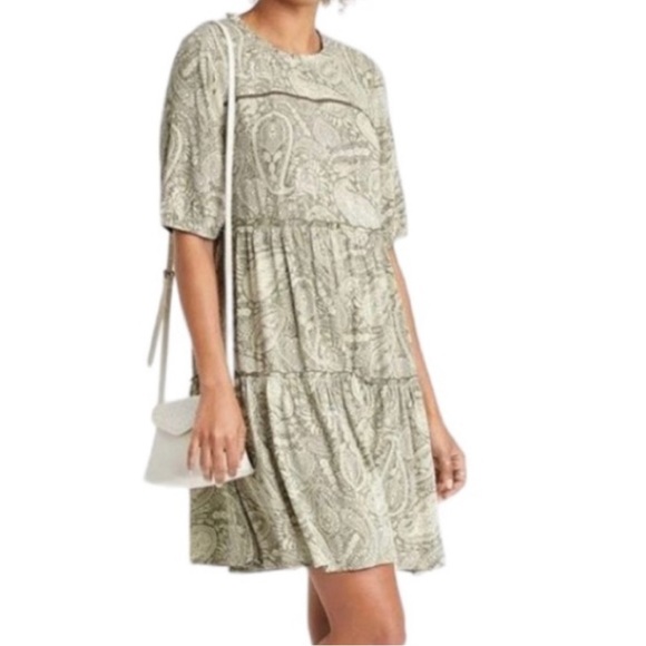 Knox Rose | Dresses | Knox Rose Midi Dress Olive Green And Cream Bohemian Vneck Small To Medium ...
